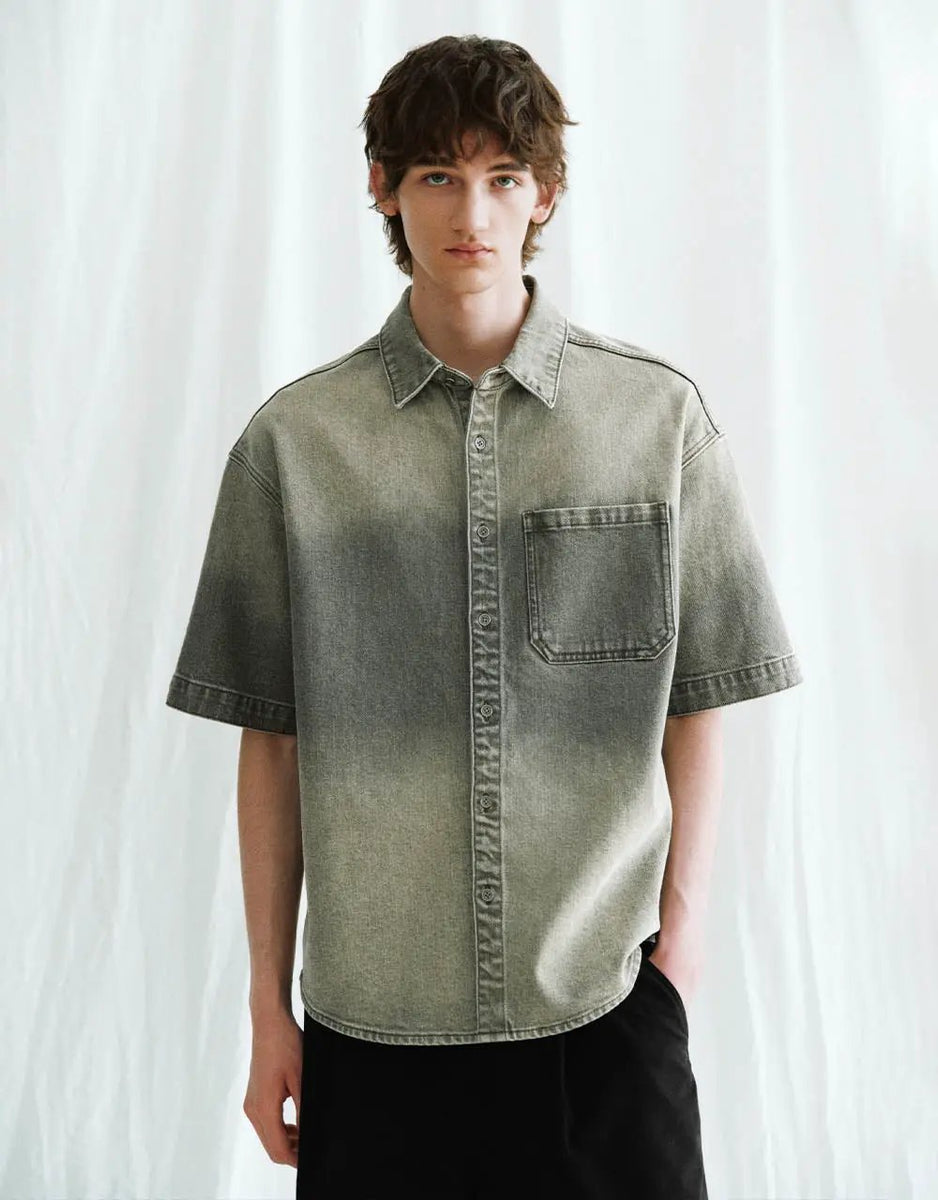 Distressed Button Up Loose Denim Shirt – URBAN REVIVO
