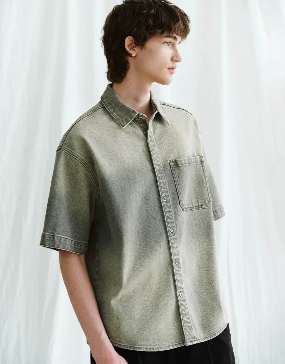 Distressed Button Up Loose Denim Shirt – URBAN REVIVO
