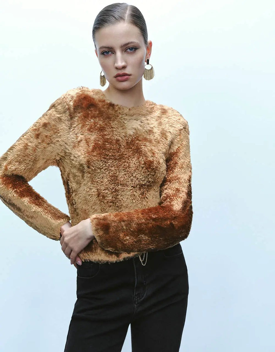 Furry Crew Neck Knitted T-Shirt – URBAN REVIVO