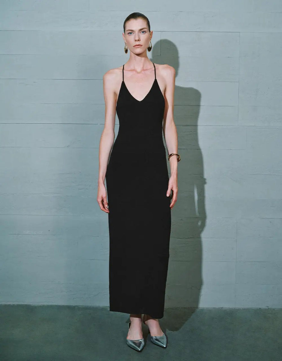 Halter Neck Knitted Skinny Dress – URBAN REVIVO