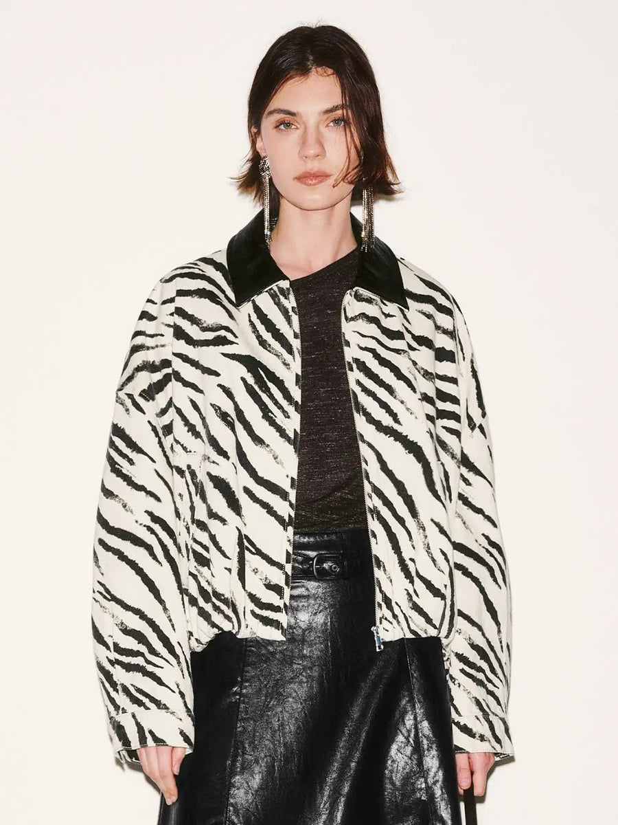 Zebra Print Denim Bomber Jackets – URBAN REVIVO