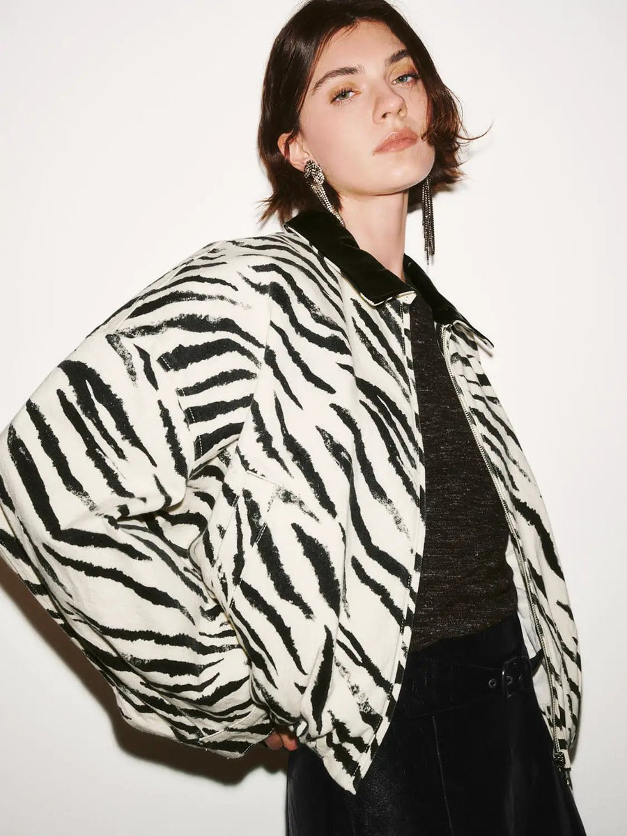 Zebra Print Denim Bomber Jackets – URBAN REVIVO