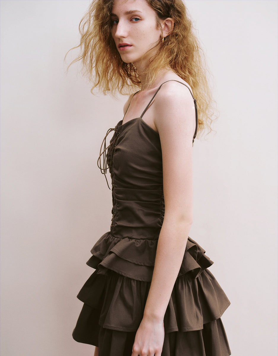 Lace Up A-Line Cami Dress – URBAN REVIVO