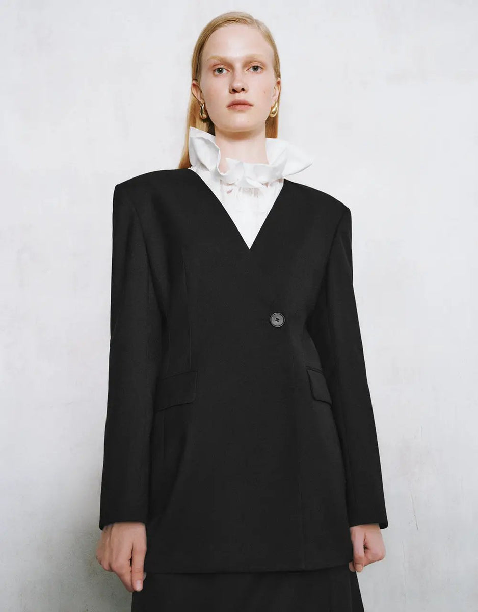 Surplice Front Tailored Blazer – URBAN REVIVO