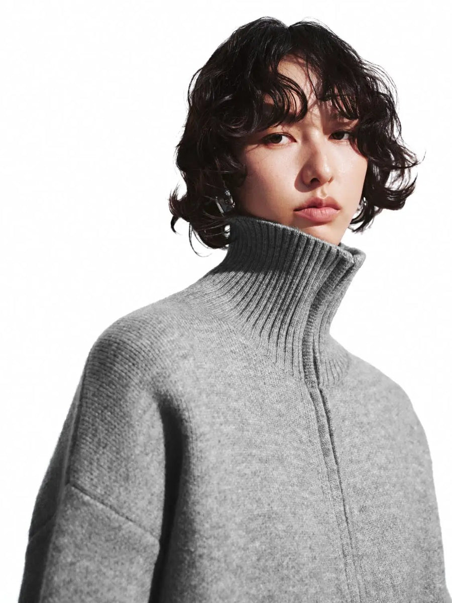 Funnel Neck Full Zip Knitted Cardigans – URBAN REVIVO