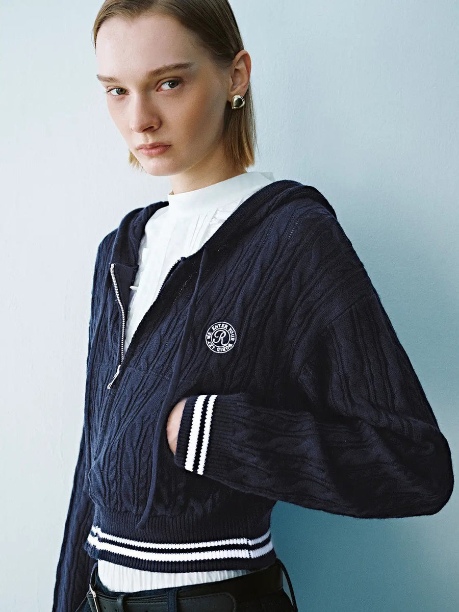 Zipper Front Hooded Knitted Cardigan – URBAN REVIVO