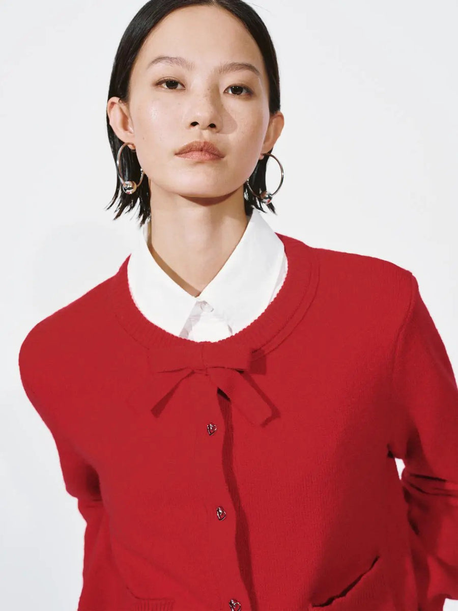 Bow Detail Patch Pockets Knitted Cardigans – URBAN REVIVO